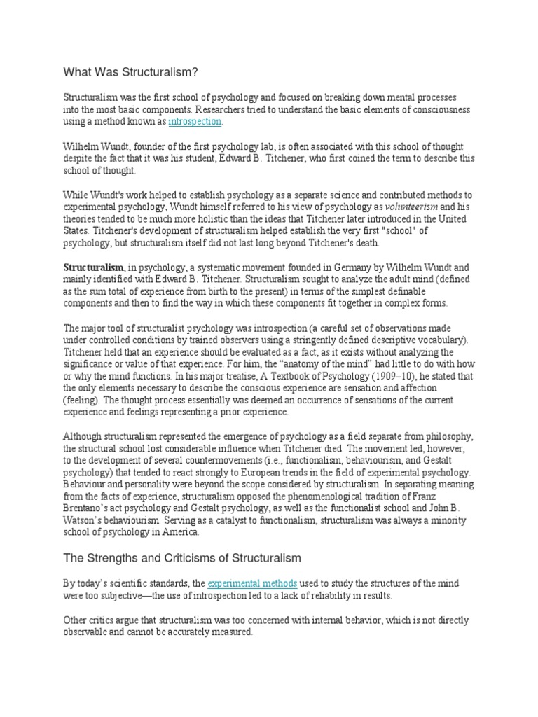 What Was Structuralism | PDF | Behaviorism | Metaphysics Of Mind