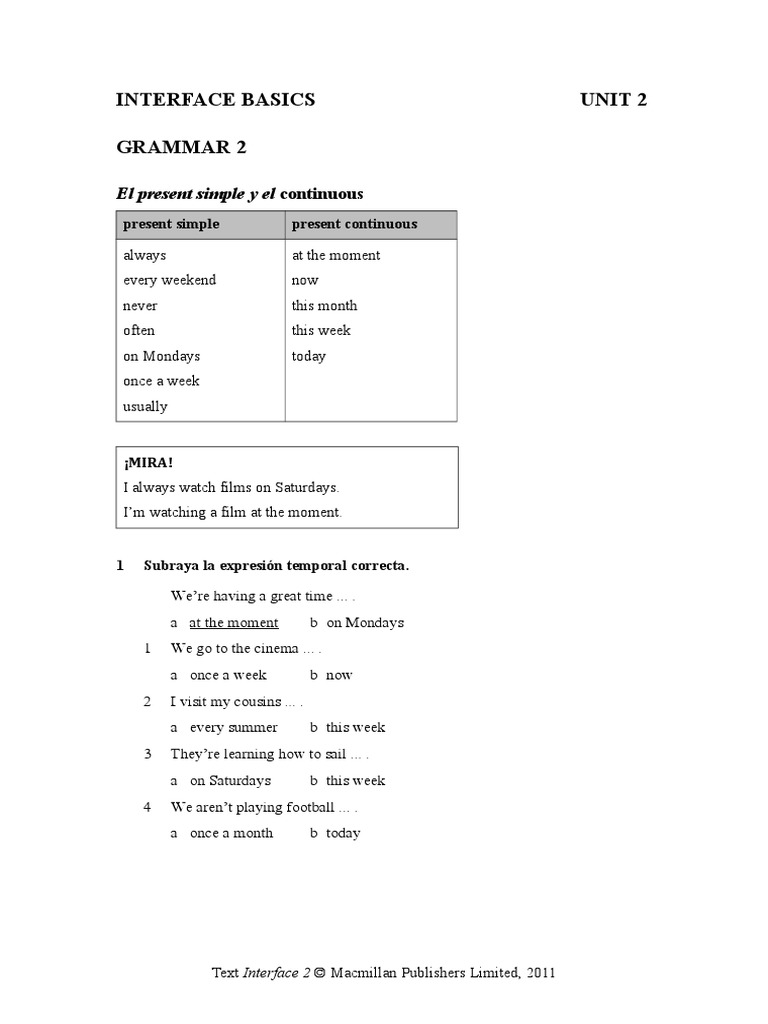 2º Basics 2 Grammar Unit 2 | PDF