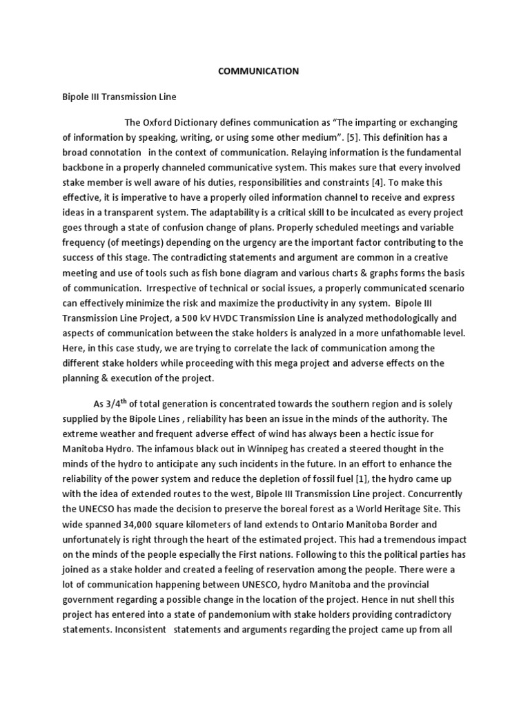 Case Study Communication | PDF | Electric Power Transmission ...