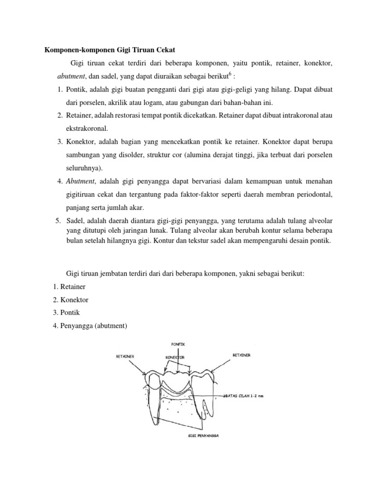 Komponen Gigi Tiruan Cekat dan Jembatan | PDF