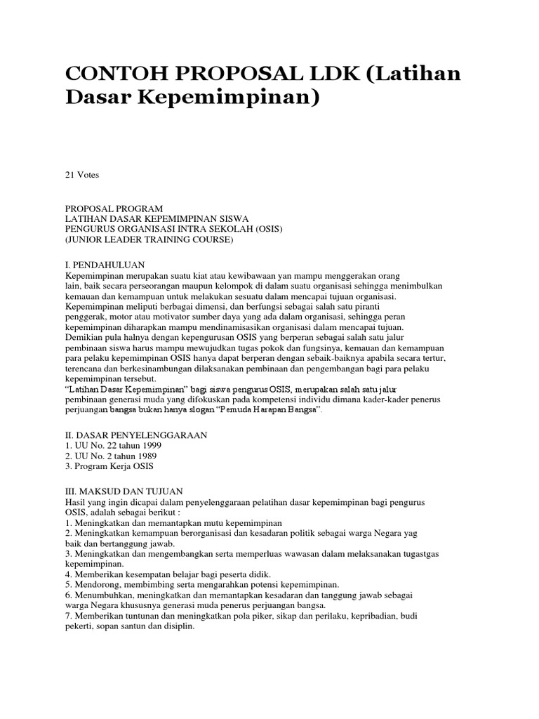 Contoh Proposal LDK | PDF