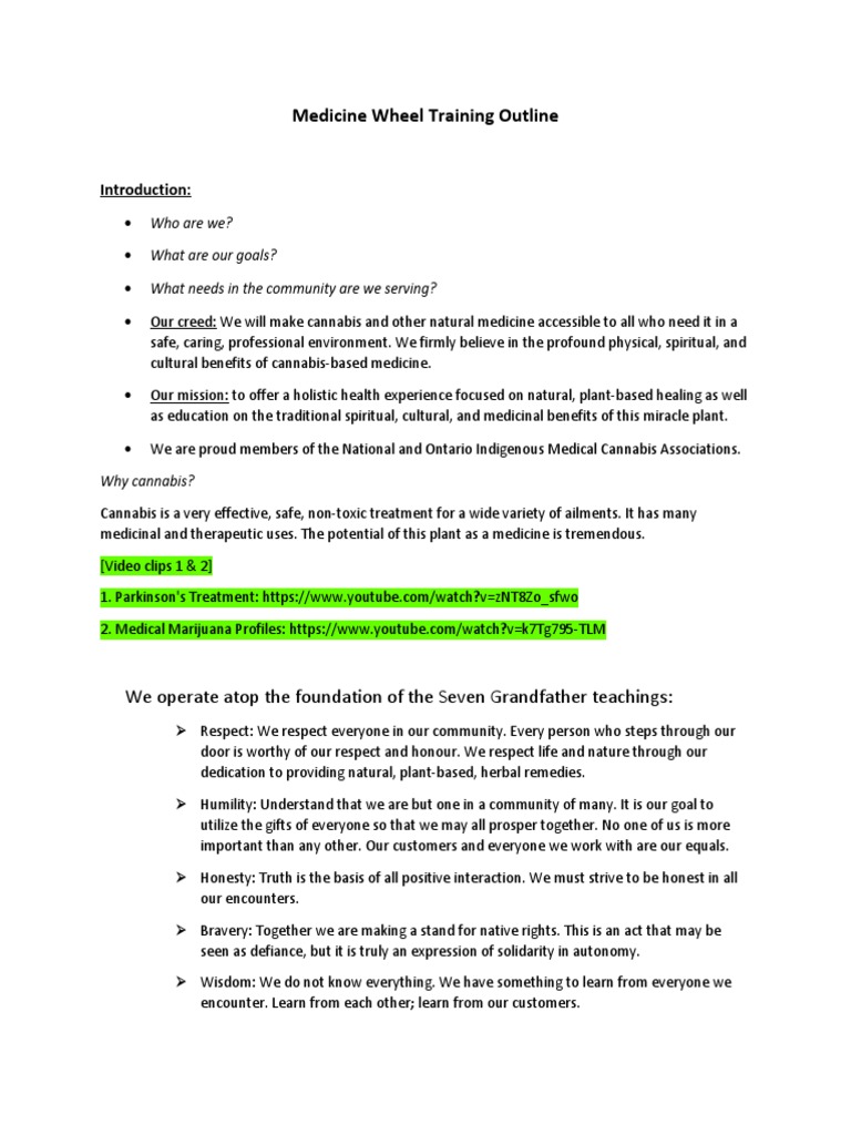 Medicine Wheel Training Lesson Plan PDF | PDF | Tetrahydrocannabinol ...