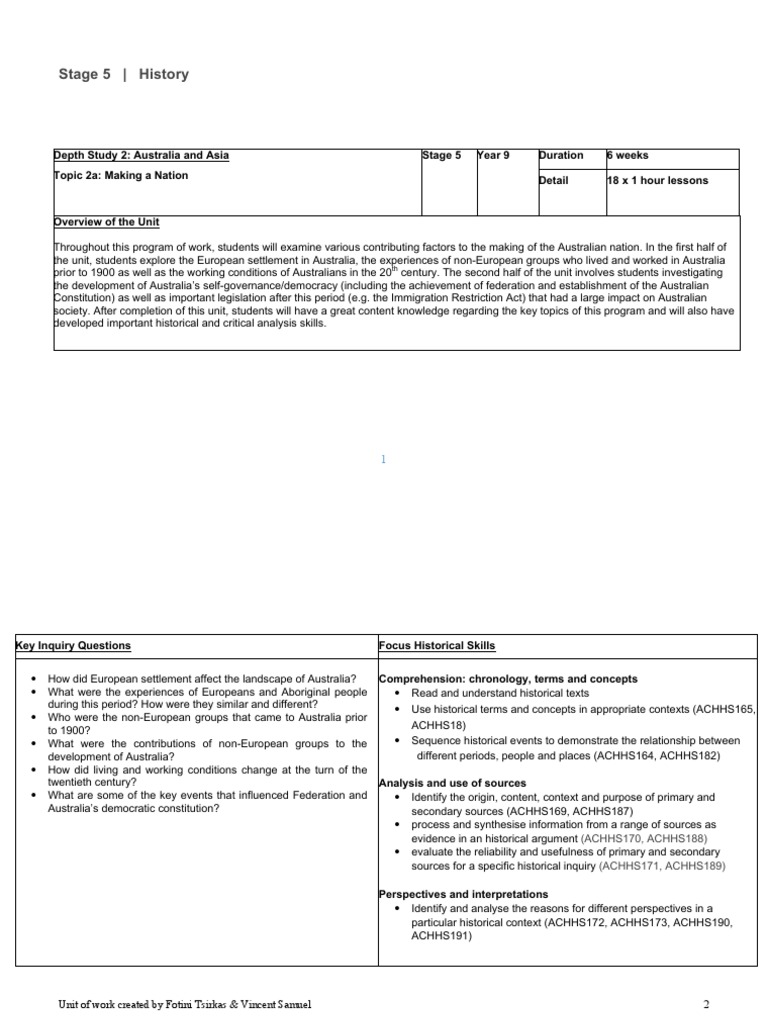 Unit of Work - Making A Nation | PDF | Australia | Indigenous Australians