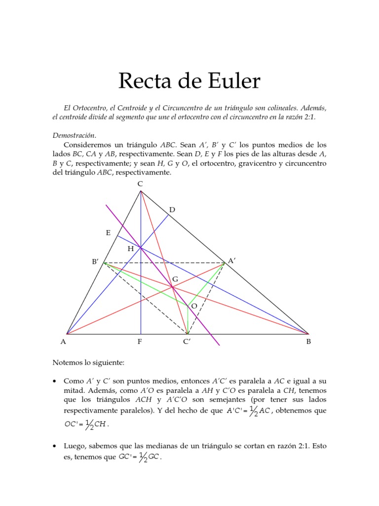 Recta Euler y 9 Puntos | PDF | Triángulo | Espacio
