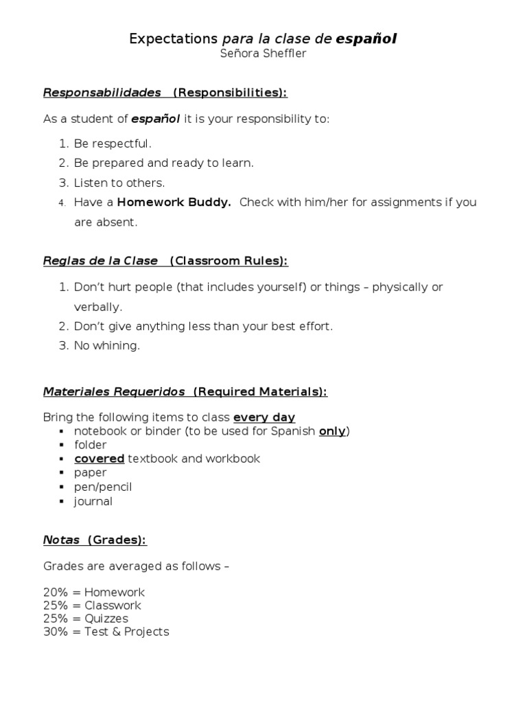 Course Expectations | PDF | Homework | Schools