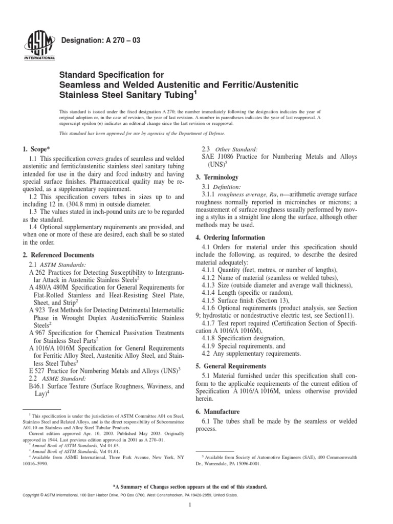 Norma ASTM A270 1 PDF | Heat Treating | Stainless Steel