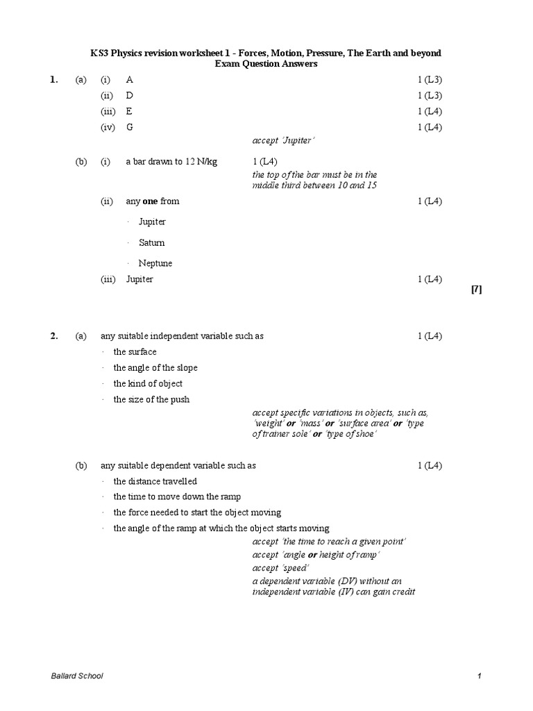 Physics Worksheet 2 As | PDF | Mass | Gravity