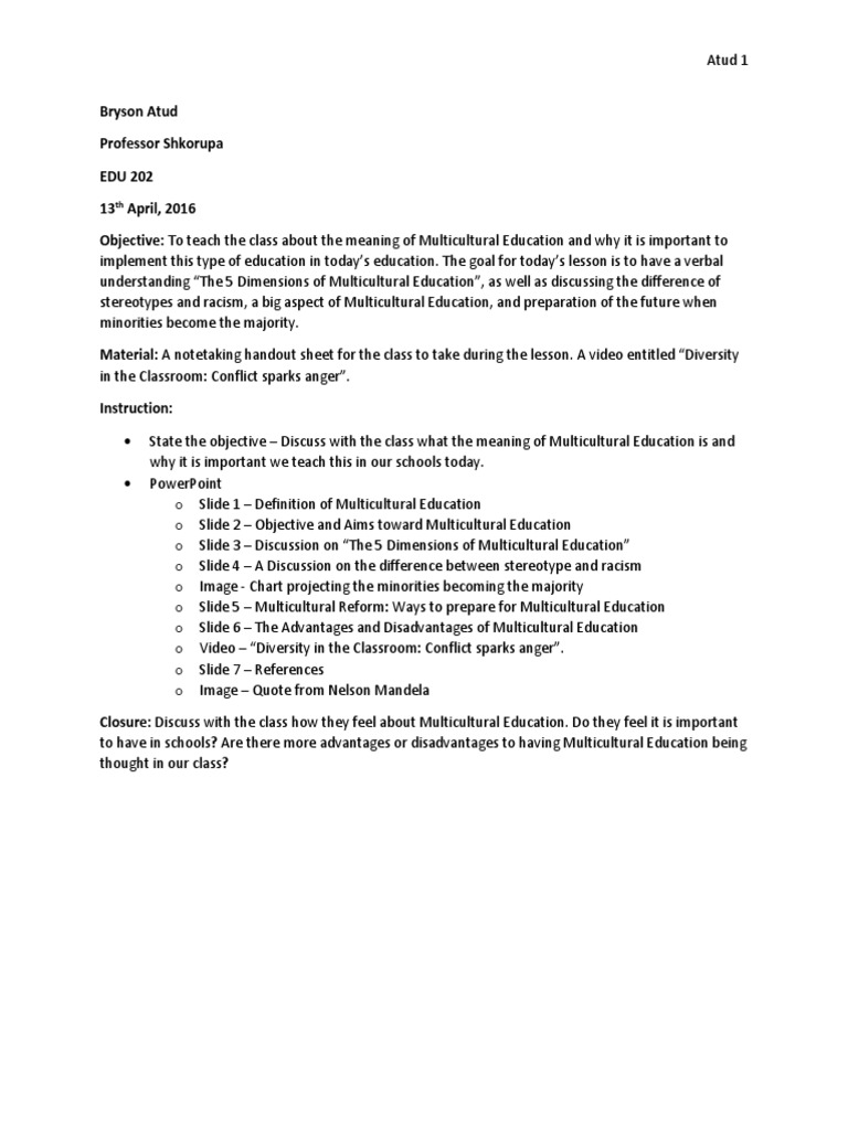 My Formal Lesson Plan | PDF | Multiculturalism | Educational Assessment