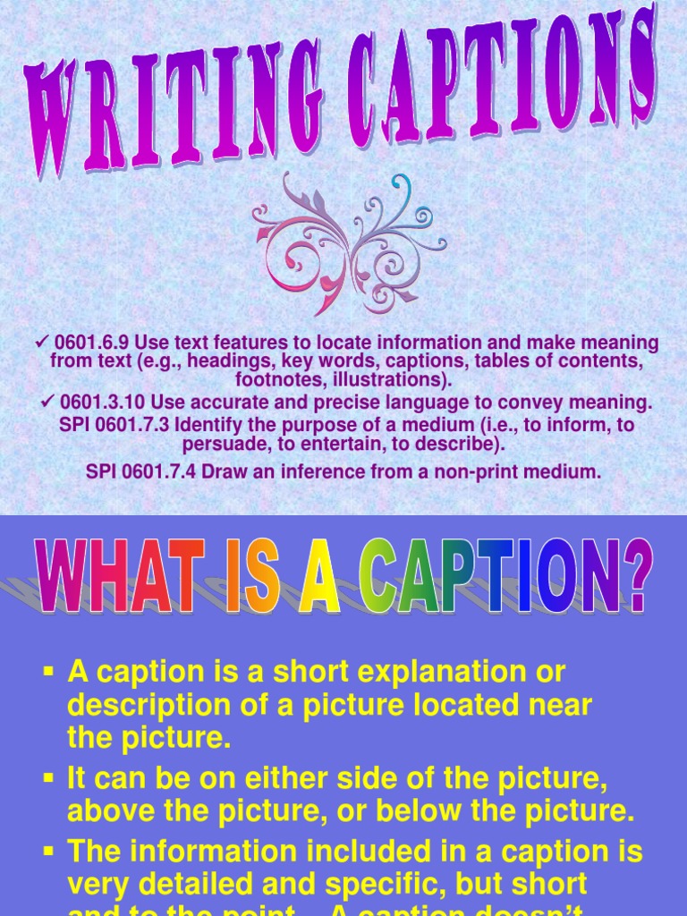 Writing Effective Captions Guide | PDF | Newspapers | Newspaper And ...