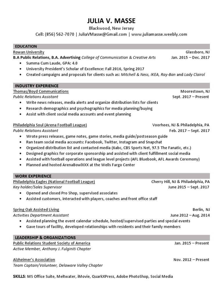 Julia Masse Resume | PDF | New Jersey | Social Media
