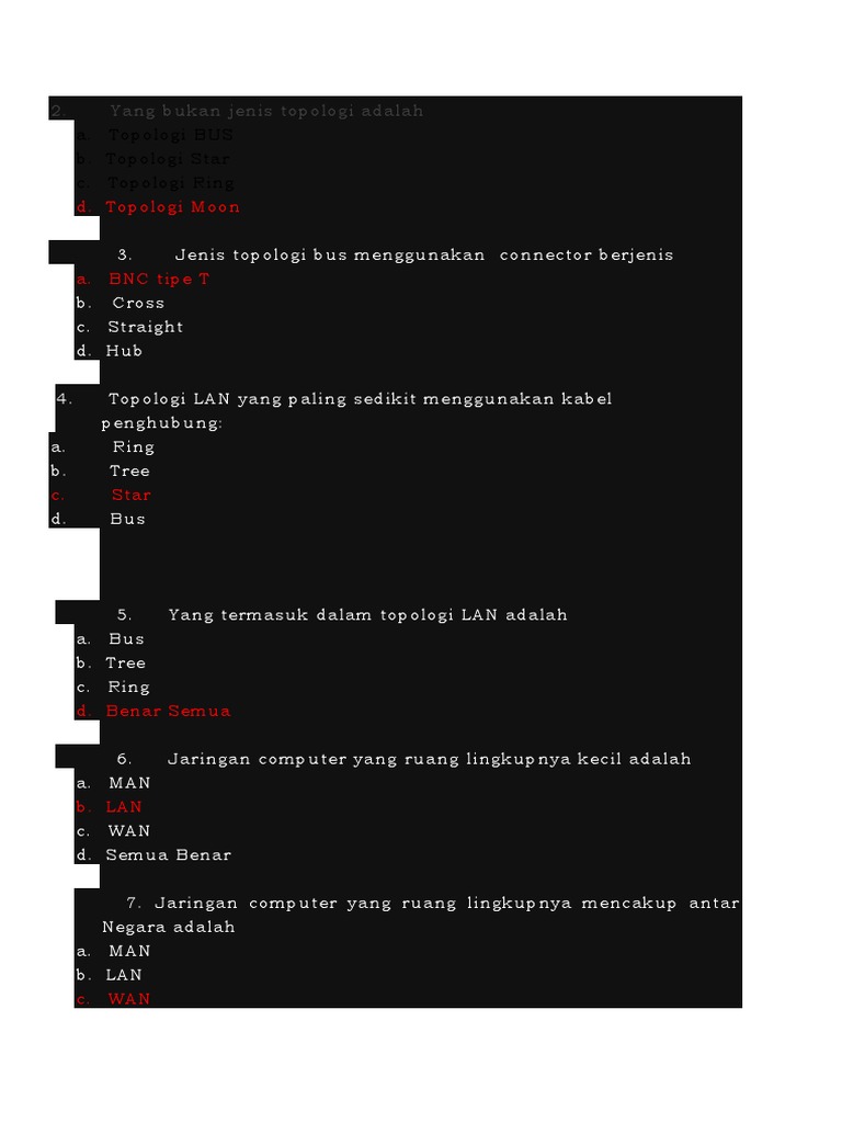 Kuis Topologi & Jaringan Komputer | PDF | Teknologi & Rekayasa
