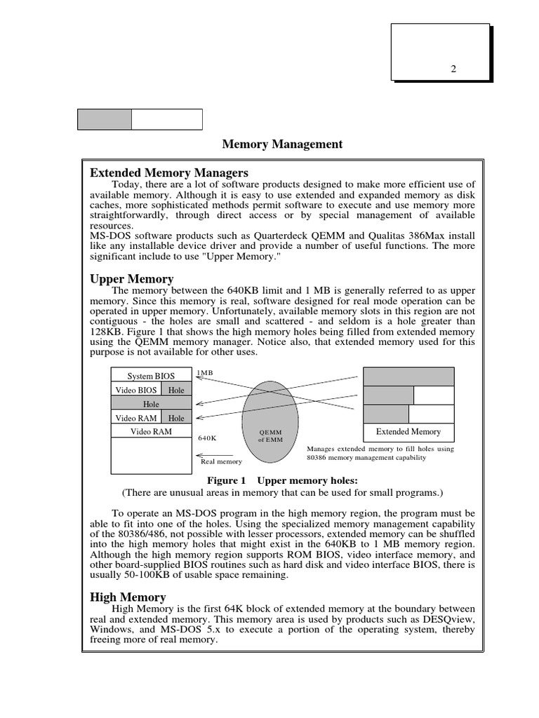 Memory Management Extended Memory Managers: Figure 1 Upper Memory Holes ...