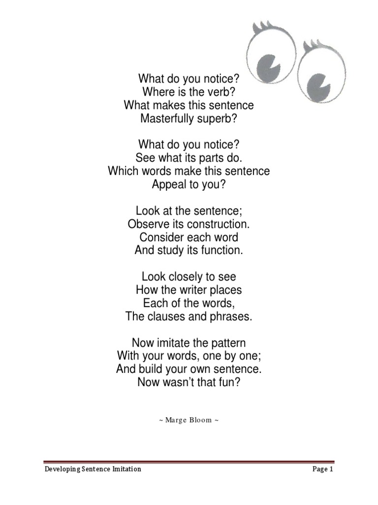 Developing Sentence Imitation, Grade 3 | PDF | Verb | Clause