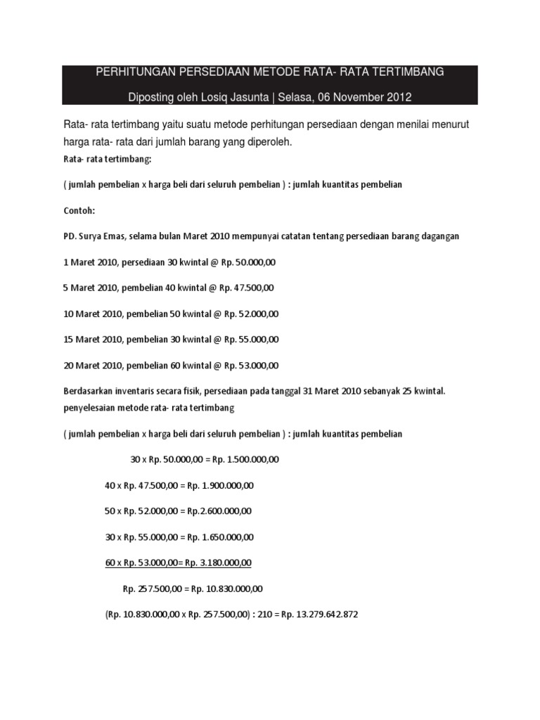 Perhitungan Persediaan Metode Rata-Rata Tertimbang | PDF