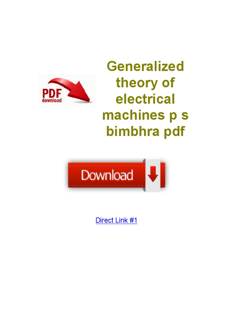 Generalized Theory of Electrical Machines P S Bimbhra PDF | PDF ...