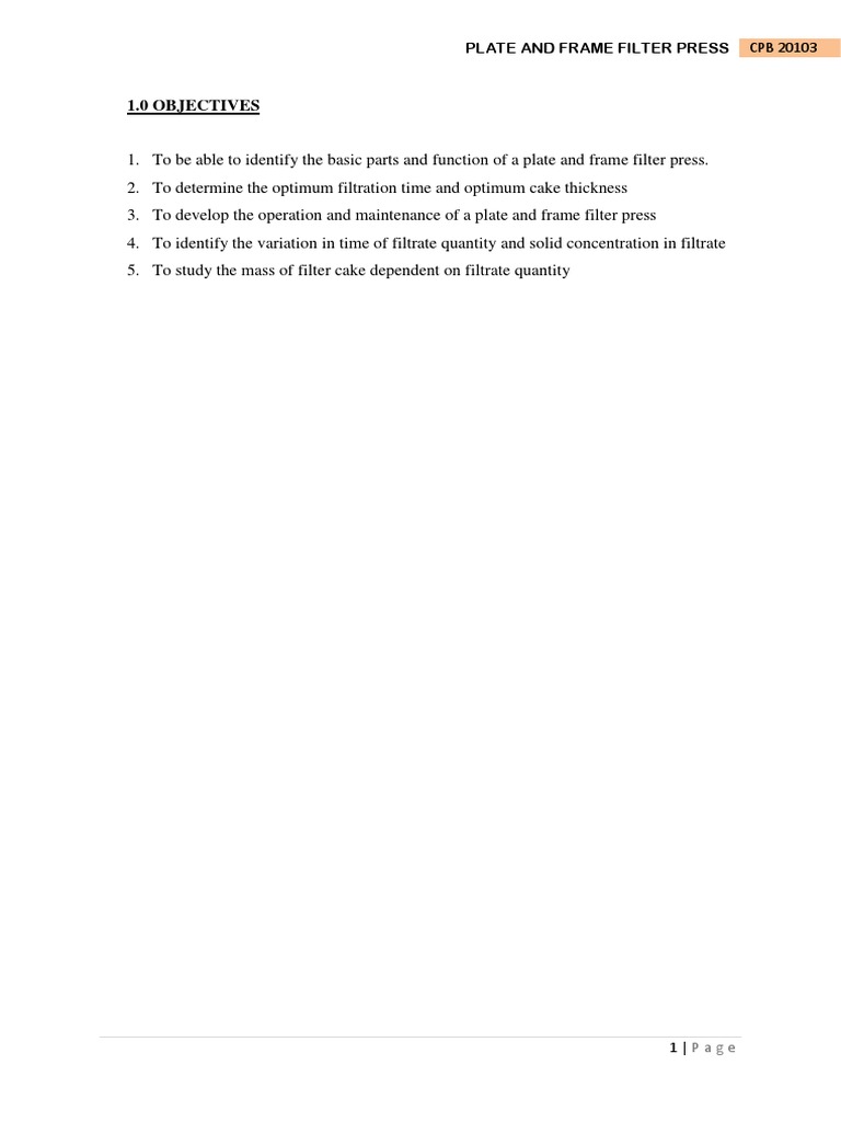 Lab Report Plate and Filter Press | PDF | Filtration | Pressure