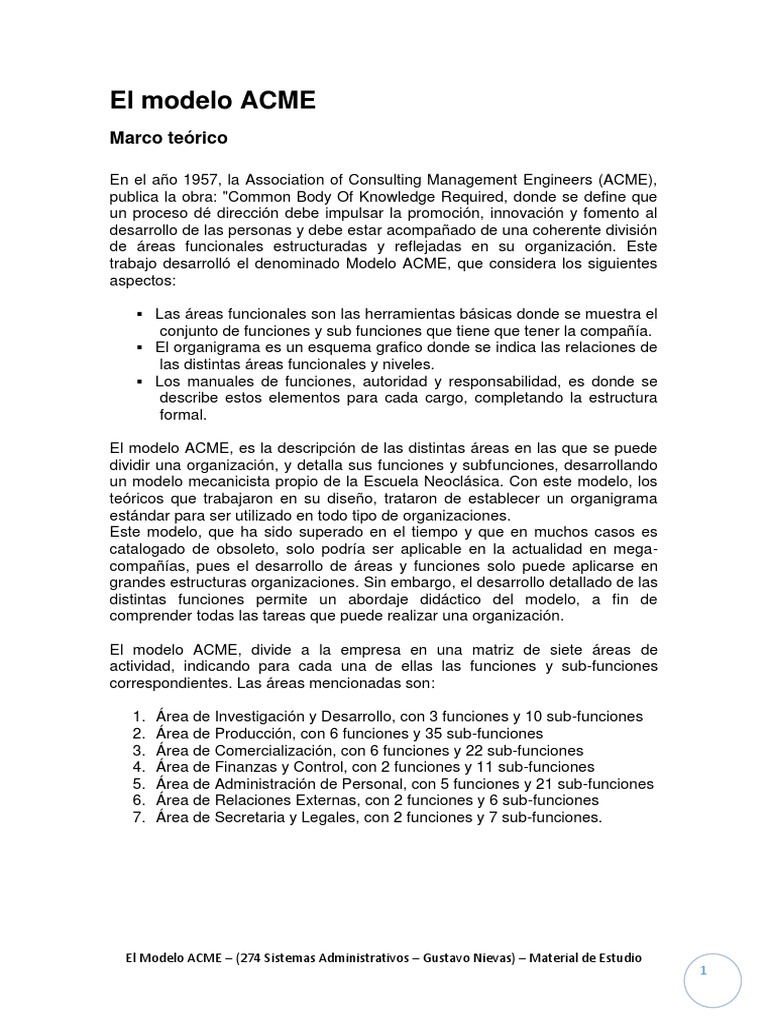 El Modelo ACME (Completo) | PDF | Contabilidad | Planificación
