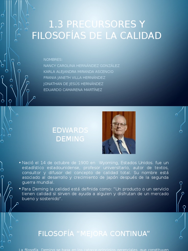 Precursores y Filosofias de La Calidad | PDF | Calidad (comercial) | Diseño