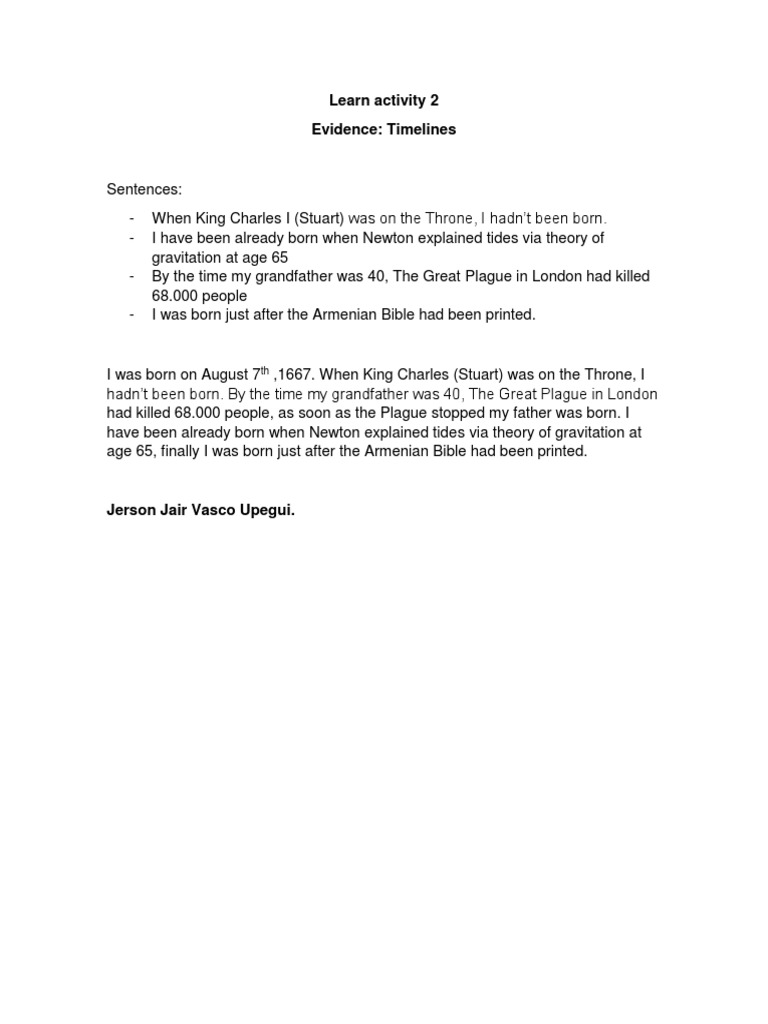 Learn Activity 2 Evidence: Timelines | PDF