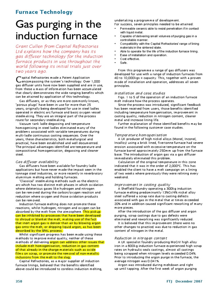 Furnace Technology Argon Purging | PDF | Refractory | Foundry
