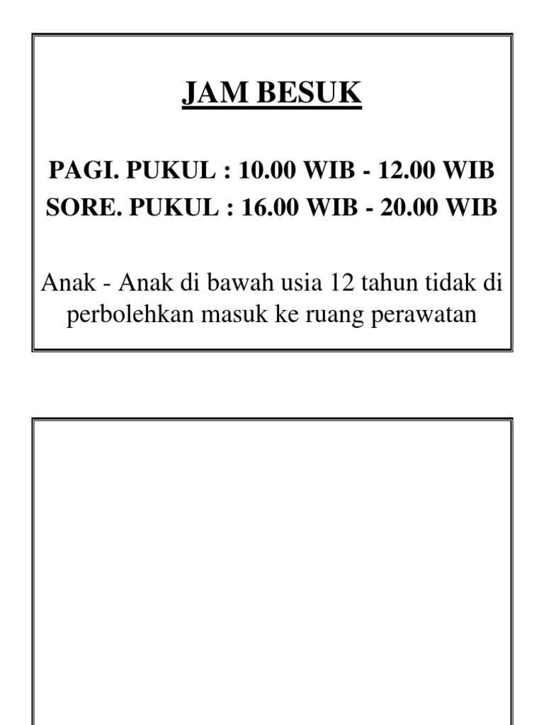 Jam Besuk Pasien | PDF