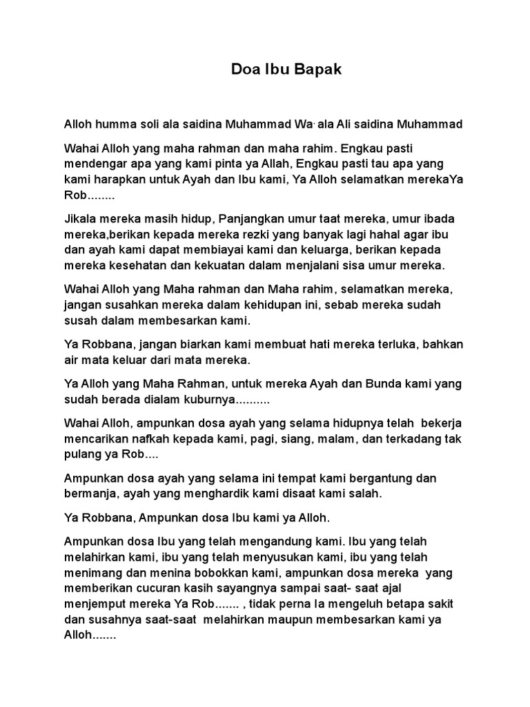 Doa Ibu Bapak BARU | PDF