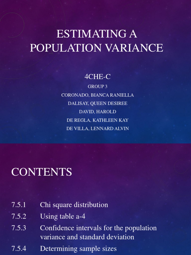 Estimating Population Variance | PDF | Standard Deviation | Confidence Interval