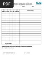 Planilla de Control Horas de Servicio Social | PDF