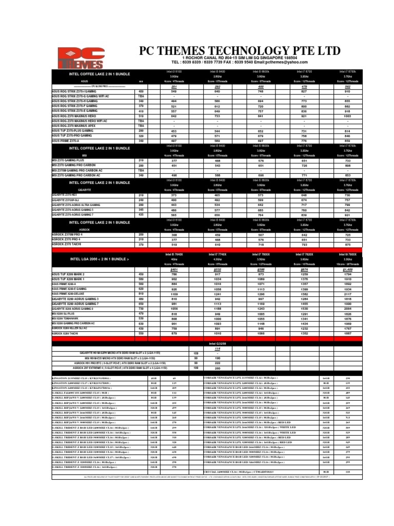 CPU Price List for PC Themes Singapore | PDF | Intel | Personal Computing