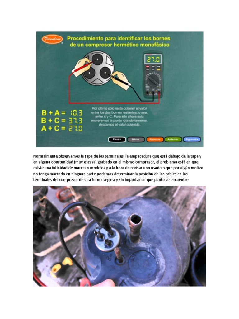 Procedimiento para Identificar Los Bornes de Un Compresor Hermetico ...