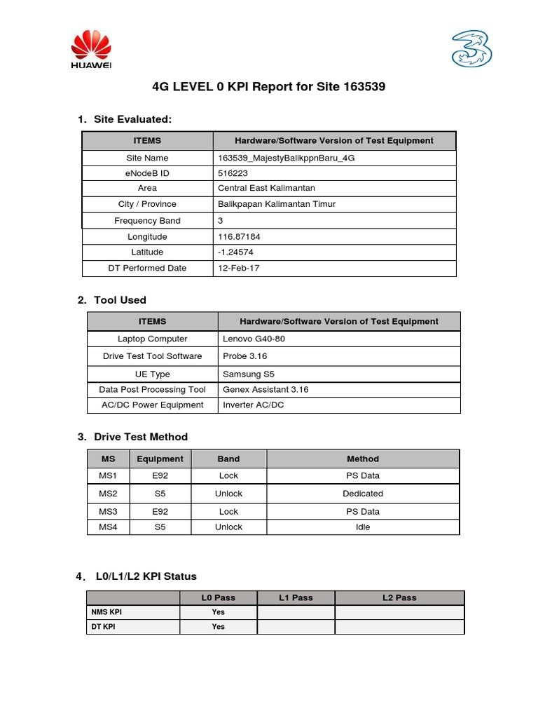 4G LEVEL 0 KPI Report For Site 163539 | PDF | 4 G | Lte (Telecommunication)