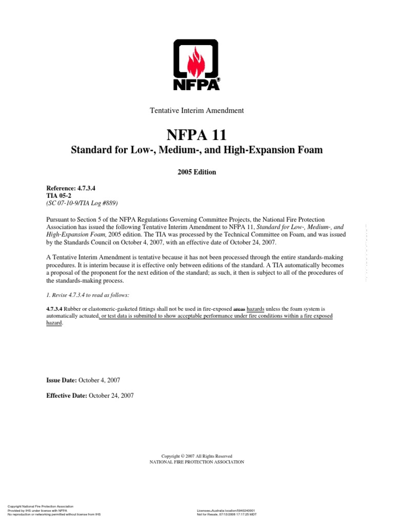 Nfpa 11: Standard For Low-, Medium-, and High-Expansion Foam | PDF ...