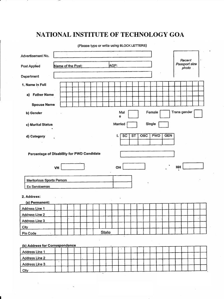 NIT Goa Application Form | PDF | Course Credit | Doctor Of Philosophy