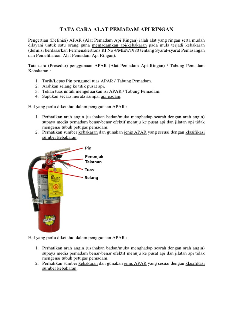 Tata Cara Alat Pemadam API Ringan | PDF