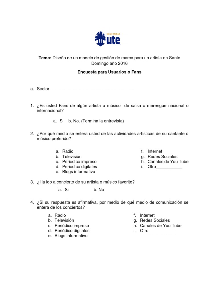 Encuesta para El Publico en General | PDF