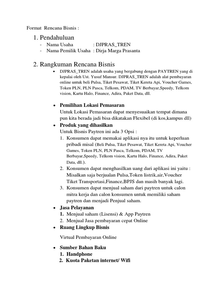 Format Rencana Bisnis | PDF