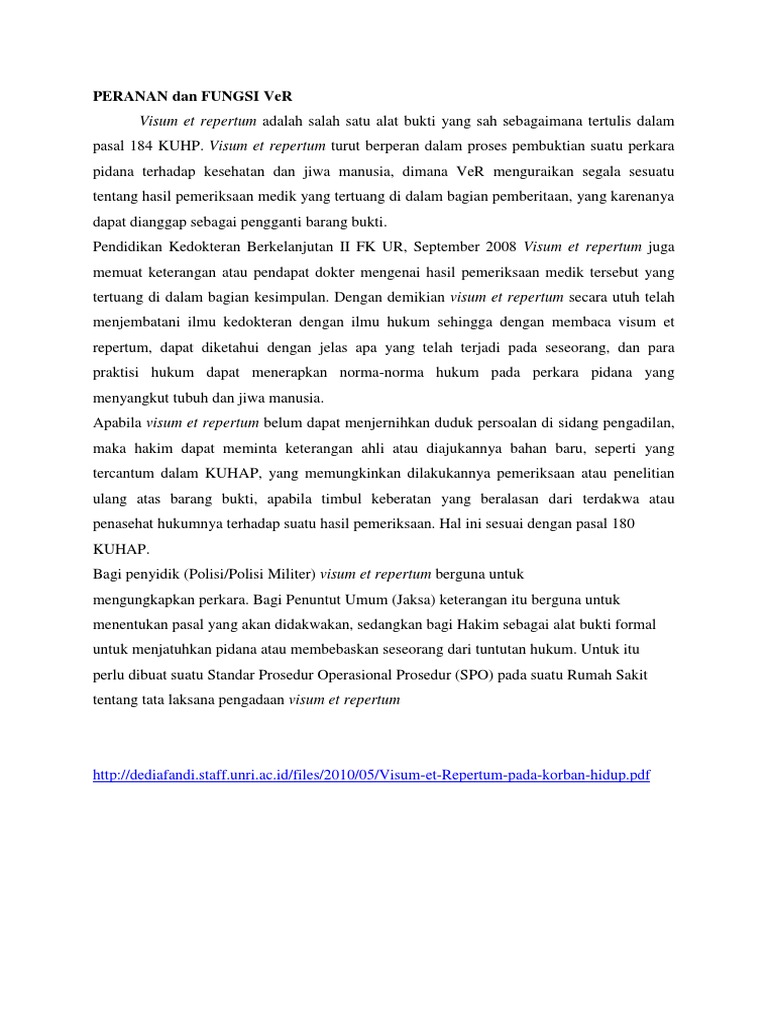 PERANAN Dan FUNGSI VeR | PDF