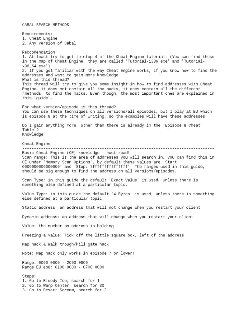 Cabal Searchmethods | PDF | Cheating In Video Games | Pointer (Computer Programming)