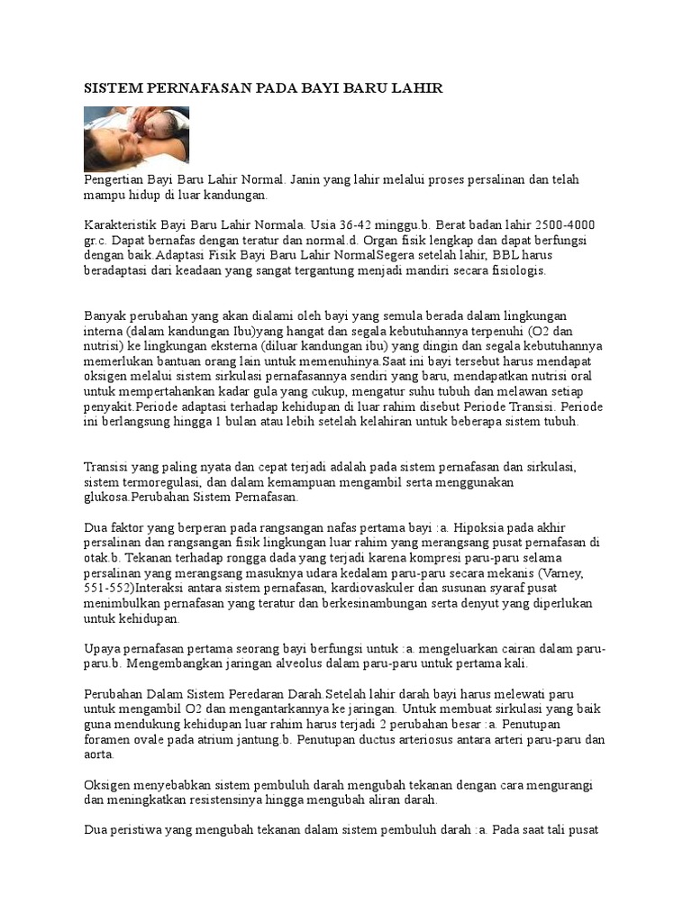 Pernafasan Normal Bayi Baru Lahir | PDF | Sains & Matematika