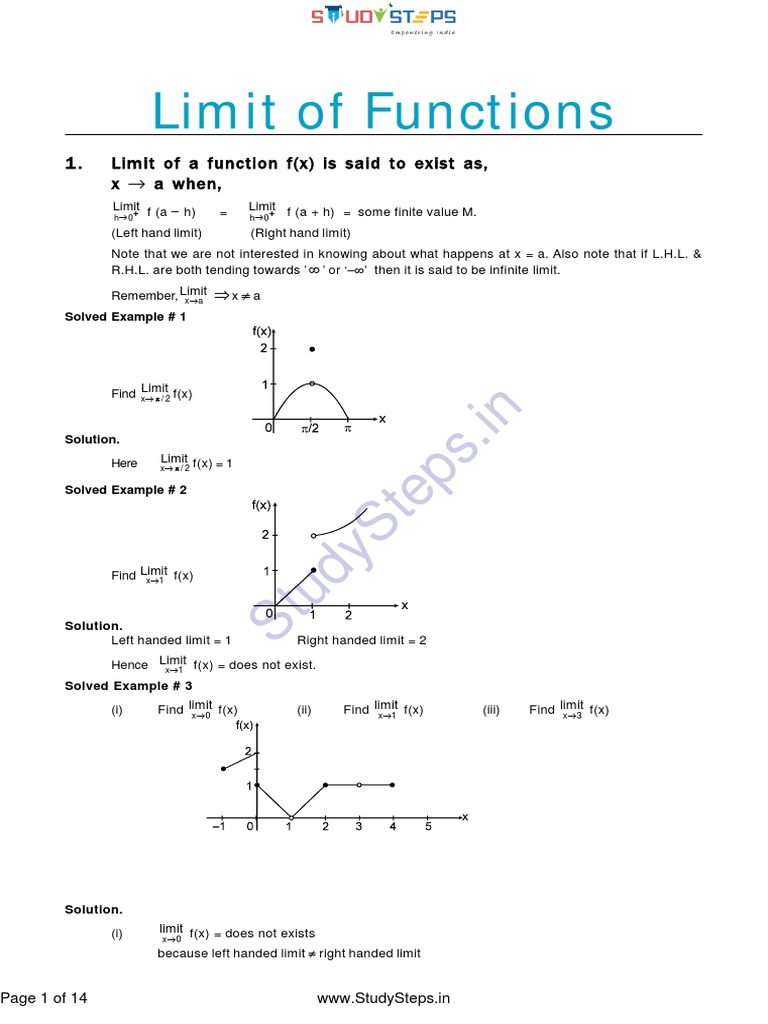 Maths Chap 2 Limits of Functions Notes | PDF | Fraction (Mathematics ... Maths Chap 2 Limits of Functions Notes | PDF | Fraction (Mathematics ...