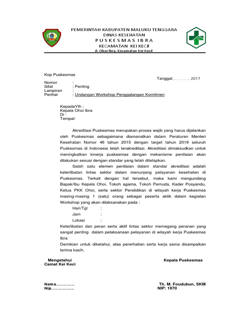 SURAT Workshop Penggalangan Komitmen | PDF