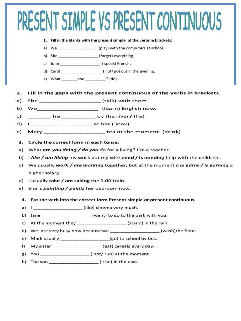 Present Simple Vs Present Continuous | PDF