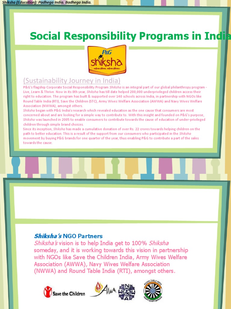 Social Responsibility Programs in India | PDF | Non Governmental ...