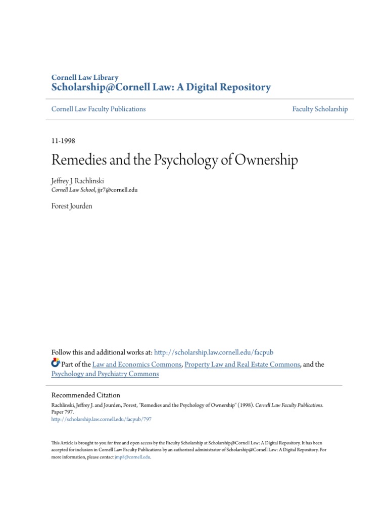 Remedies and Psychology of Ownership | PDF | Digital Library | Academia
