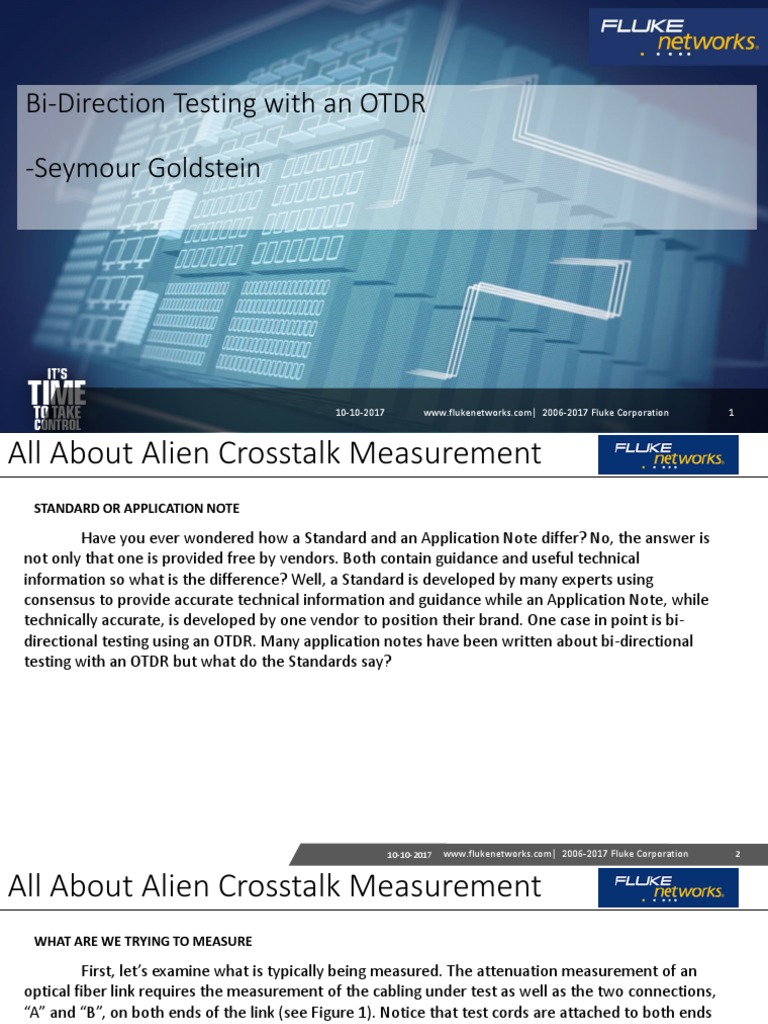 Bi-Direction Testing With An OTDR | PDF | Optical Fiber | Attenuation