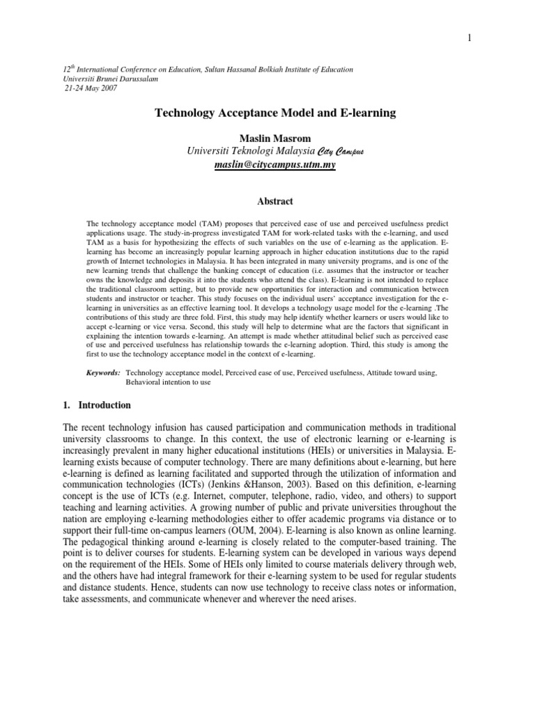 Technology Acceptance Model PDF | PDF | Educational Technology | Usability