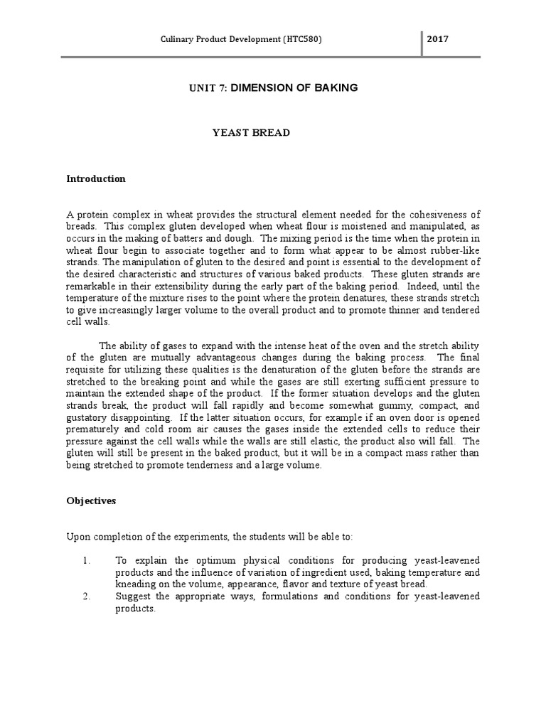 Unit 6 & 7 Dimension of Baking | PDF | Breads | Dough