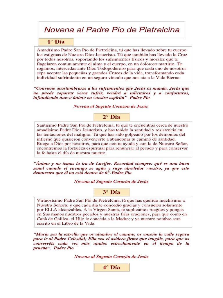 Novena Al Padre Pio de Pietrelcina | Descargar gratis PDF | Purgatorio ...