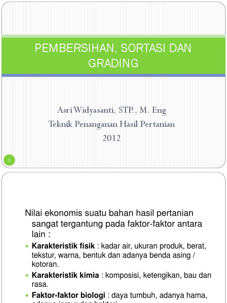 Proses Pembersihan dan Sortasi Hasil Pertanian | PDF