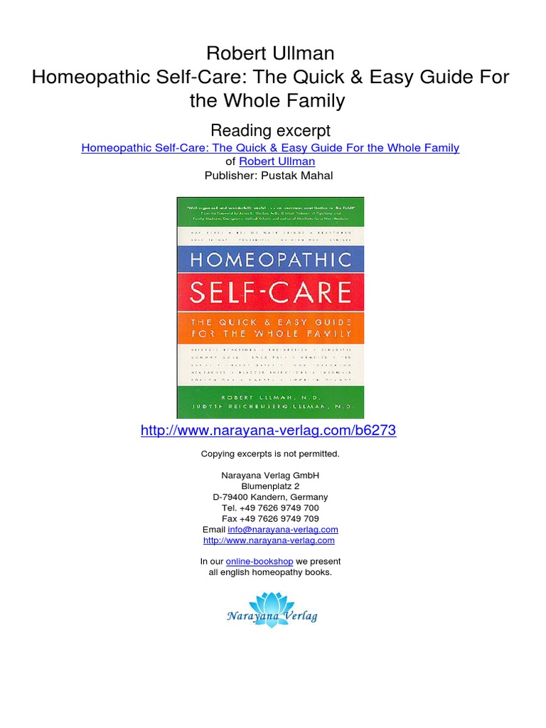 Homeopathic Self Care The Quick Easy Guide For The Whole Family Robert ...